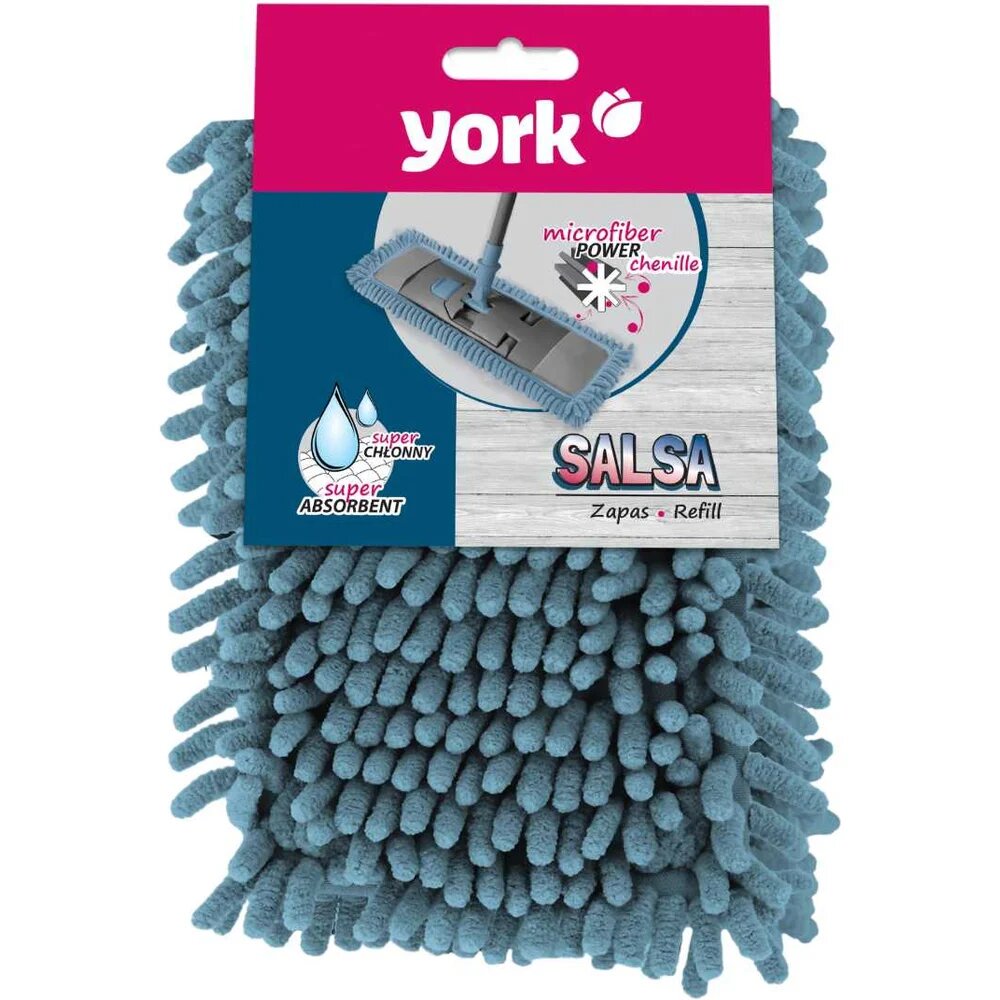 Плоская насадка для швабры/держателя 40 см YORK МОП Salsa карманы, ворсистая микрофибра, ворс 2 см 081310