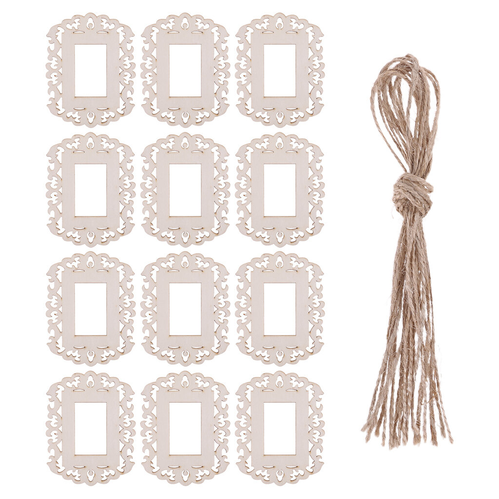 12 шт. деревянные бирки подвески с вырезанными оконными решетками украшения