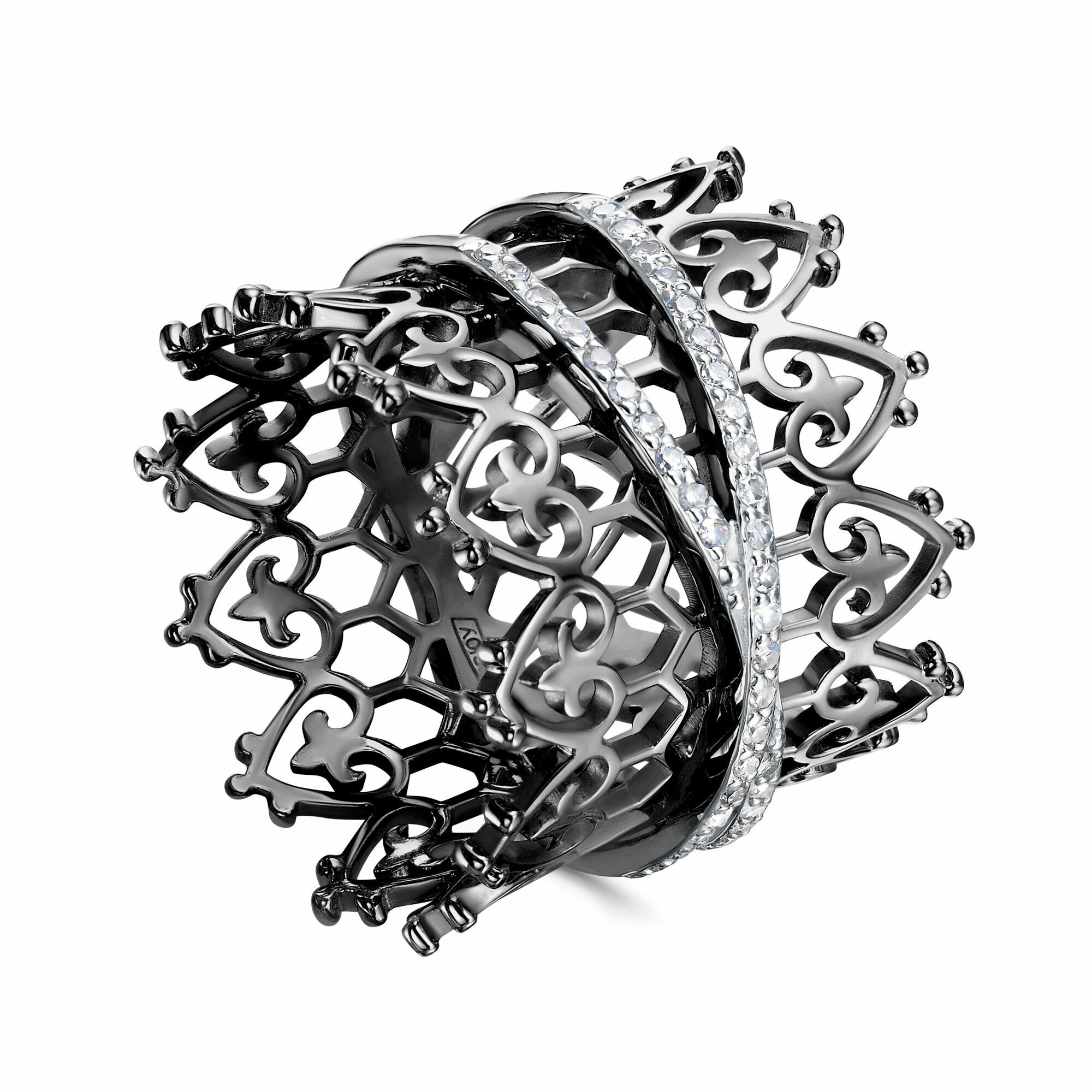 Кольцо, серебро, 925 проба, бриллиант
