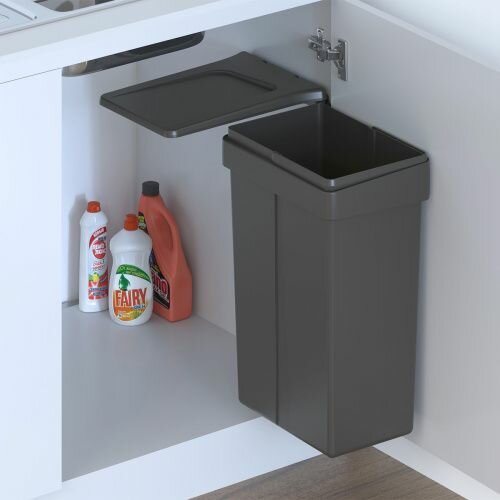 Ведро для мусора, 25 л, пластик темно-серый