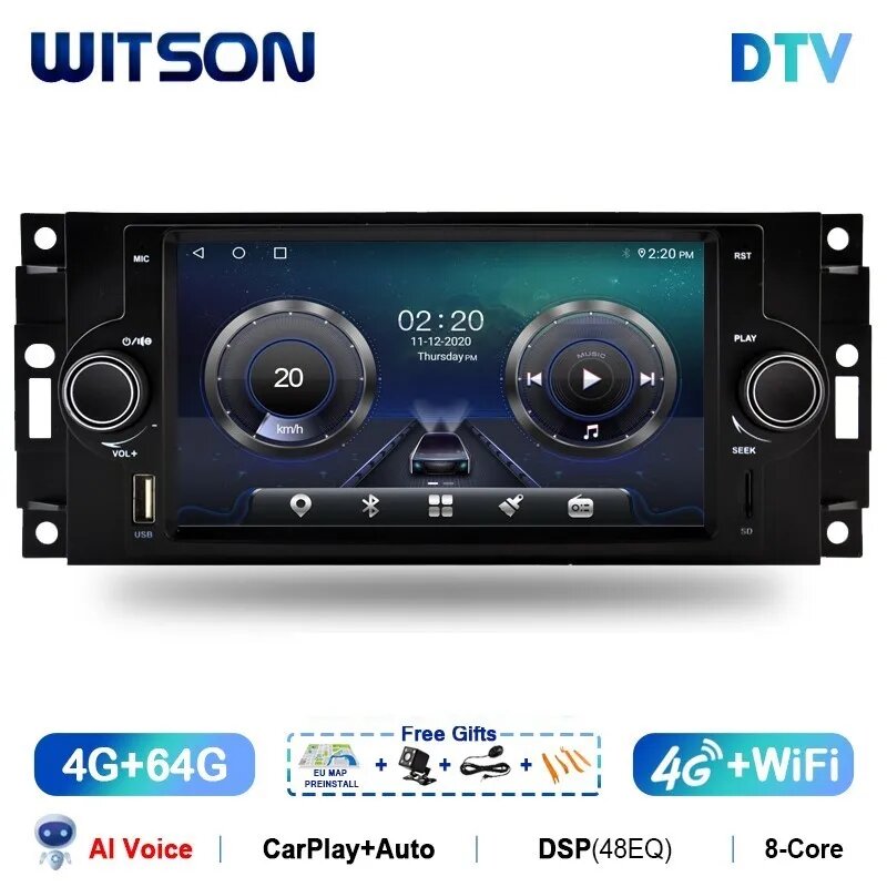 Автомобильное радио WITSON Android 15, для CHRYSLER 300C PT Cruiser Compass Patriot Jeep Dodge Magnum Grand Cherokee RAM 1500, автостерео TV 4G 64G Carplay