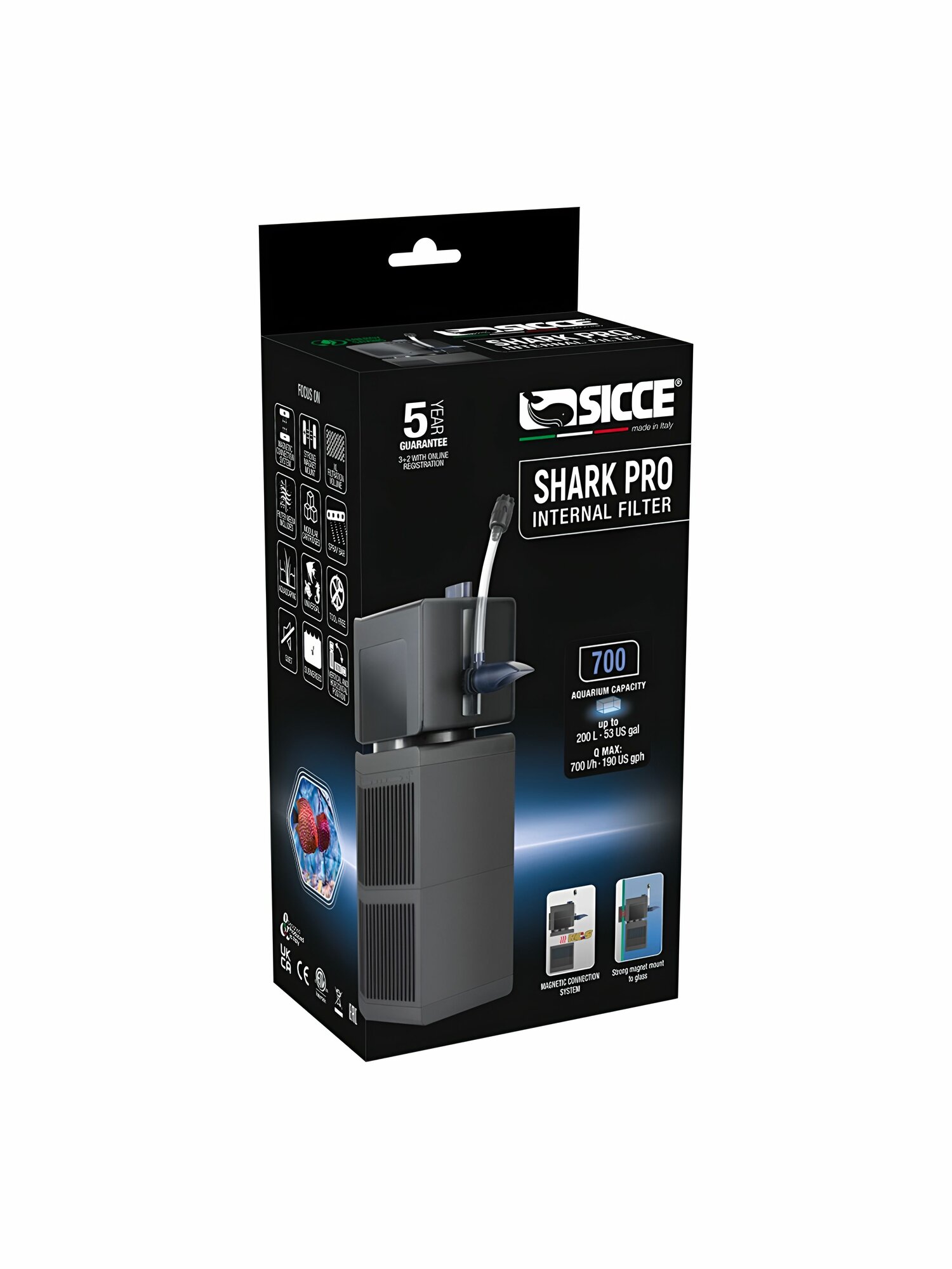 Внутренний фильтр для аквариума SICCE "Shark PRO", 700 л/ч, 73981