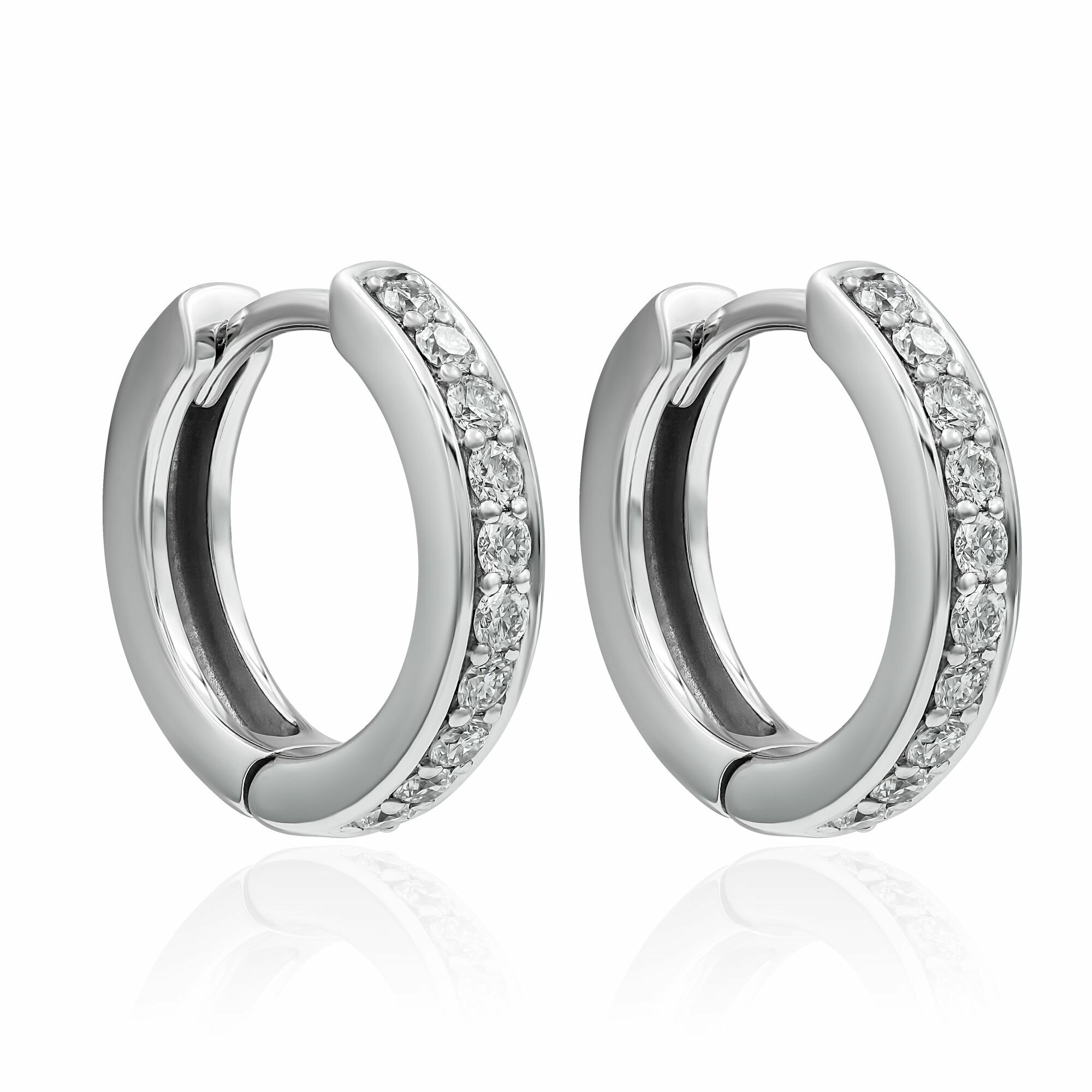 Серьги конго, белое золото, 585 проба, родирование, бриллиант