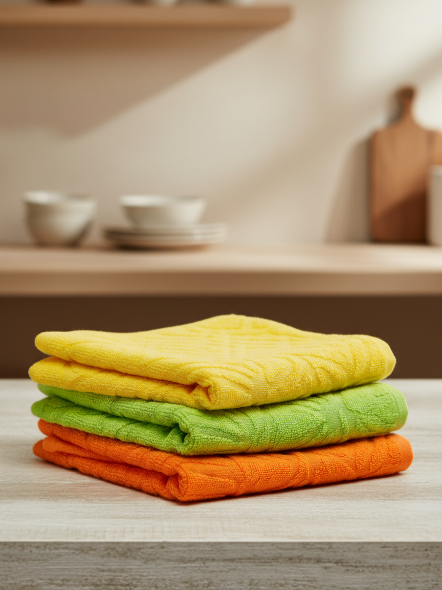 Набор 3 шт полотенца 30х50 кухонные махровые, хлопок 100% , Апельсины