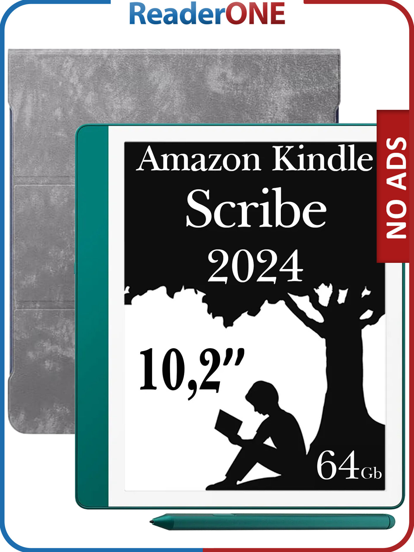 Электронная книга Amazon Kindle Scribe 2024, 64Gb, 10,2", Jade + обложка Premium Grey