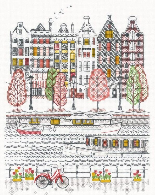 Набор для вышивания Riolis "Город на воде" 24x30 см, Деревья Улицы Архитектура Природа