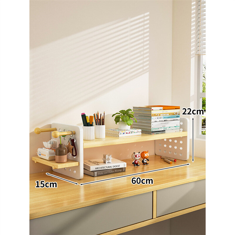 Настольный стеллаж для хранения вещей, книжная полка для хранения досок с отверстиями，60*15*22 cm