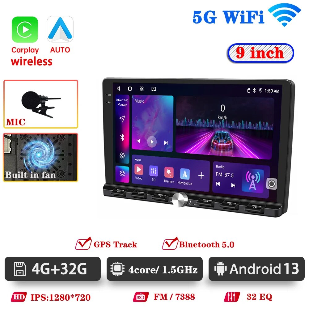 Автомобильный радиоприемник Android 14, мультимедийный плеер для VW Nissan Hyundai Kia Toyota Ford Honda Android Auto, универсальный 2 Din Carplay GPS