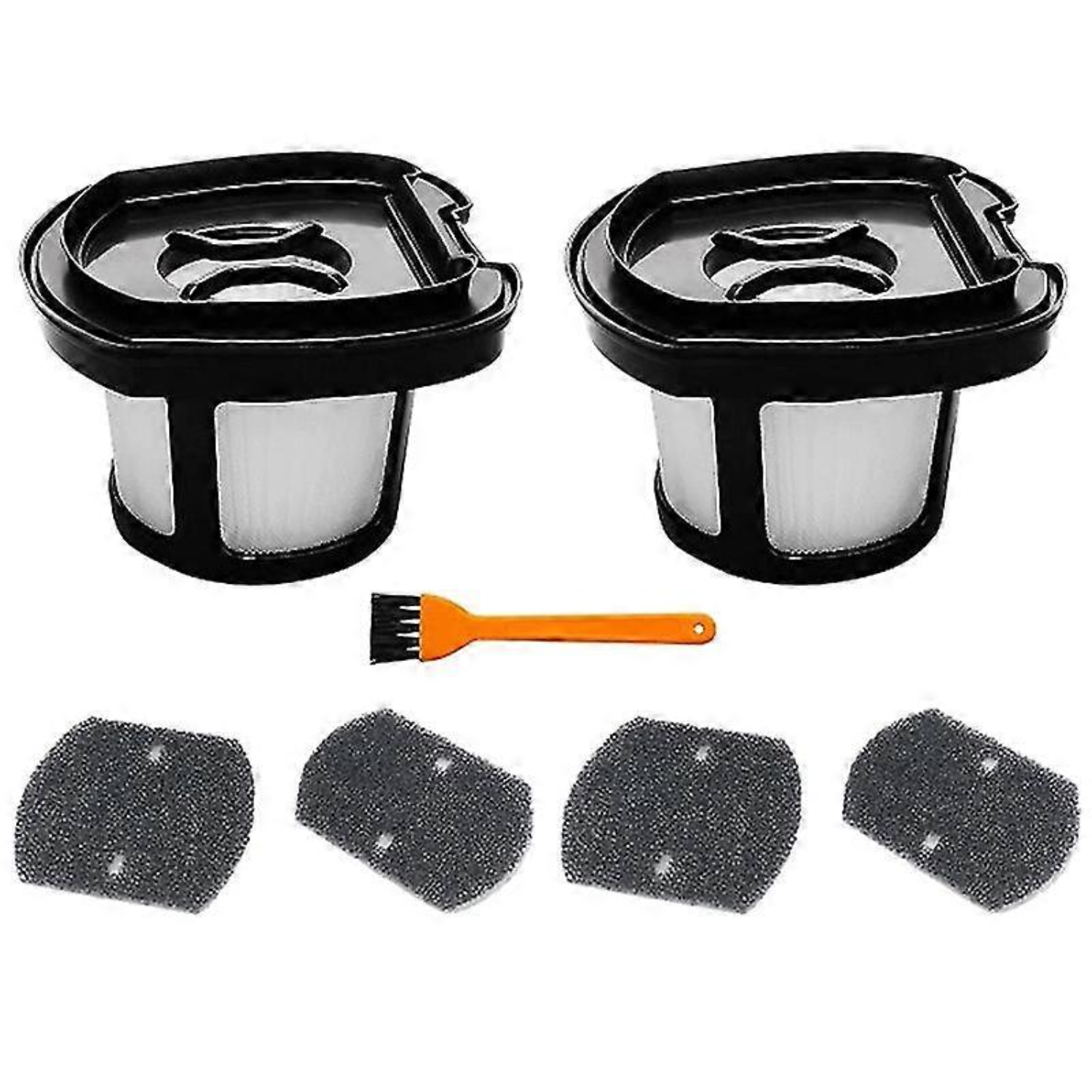 Фильтр для пылесоса Bissell Pet Hair Eraser Hand Vacuum 2284w 2390 (пакет 2+4+1), 2 фильтра для волос животных + 4 пены + 1 щетка для уборки, черный + белый, пластик + губка, 68x110x73mm