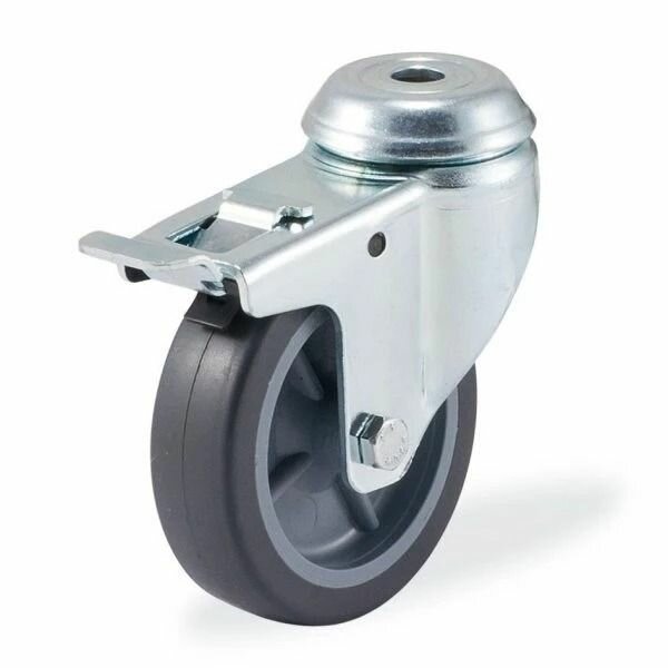 Поворотная колесная опора под болт с тормозом, 100 мм KAMA 1700-MTB-100-F18