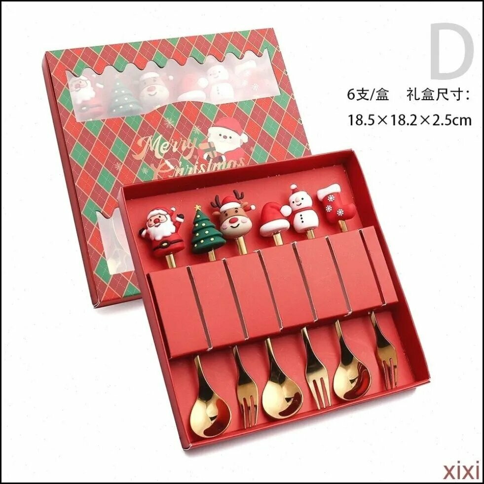 Набор десертных приборов 6 предм. золотой, белый