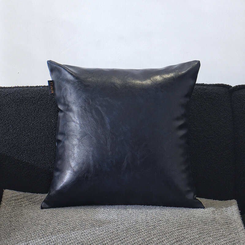 Однотонная ретро кожаная подушка PU ультратонкая мягкая кожа текстура коровьей кожи декоративная подушка для дивана с возможностью настройки