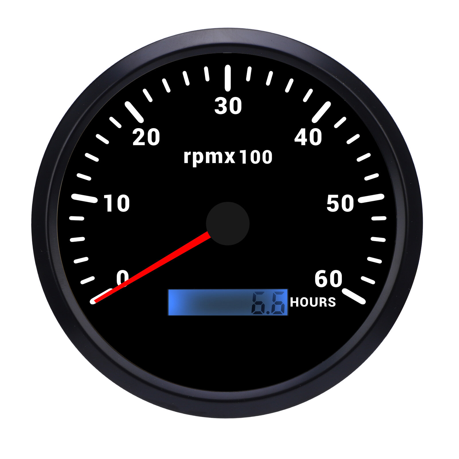 Тахометр 110 мм (4 3/8 дюйма) с 7-цветной подсветкой, 6000 об/мин, счетчик моточасов, для грузовиков, тягачей, прицепов, автомобилей, автодомов, лодок, питание от постоянного тока 9-32 В, черный циферблат и ободок CXA007B