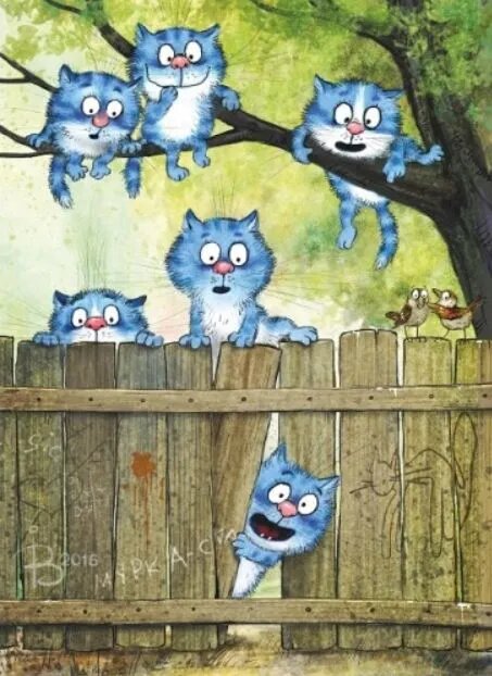 Алмазная Мозаика "Синие Коты" 40x50 См, Безрамная, Идеальна Для Дома, Украшения, Подарков.