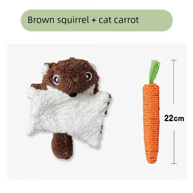 Мягкая игрушка-мышь для кошек с звуком и морковкой, бежевая, комплект для интерактивной игры с кошачьей морковкой