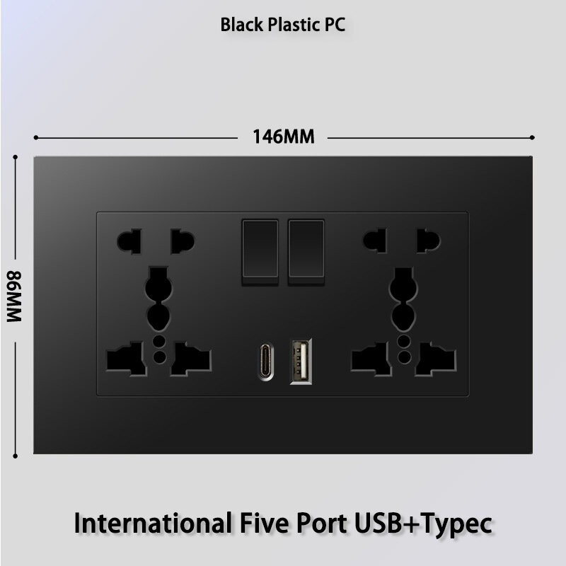 Гонконг Британский стандарт 146 Double Union 13A Британский TYPEC USB Зарядная розетка Международная пятидверная