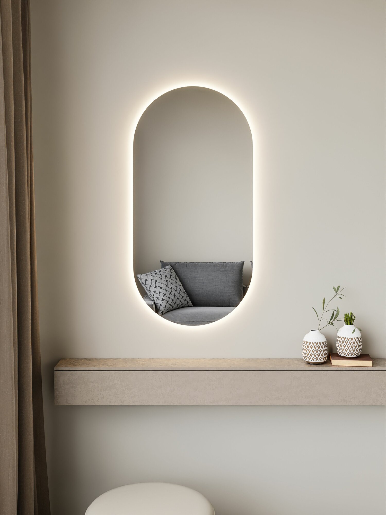 Зеркало настенное 100х50 см. BLX MIRROR М6 фигурное с подсветкой нейтральный свет 4500К