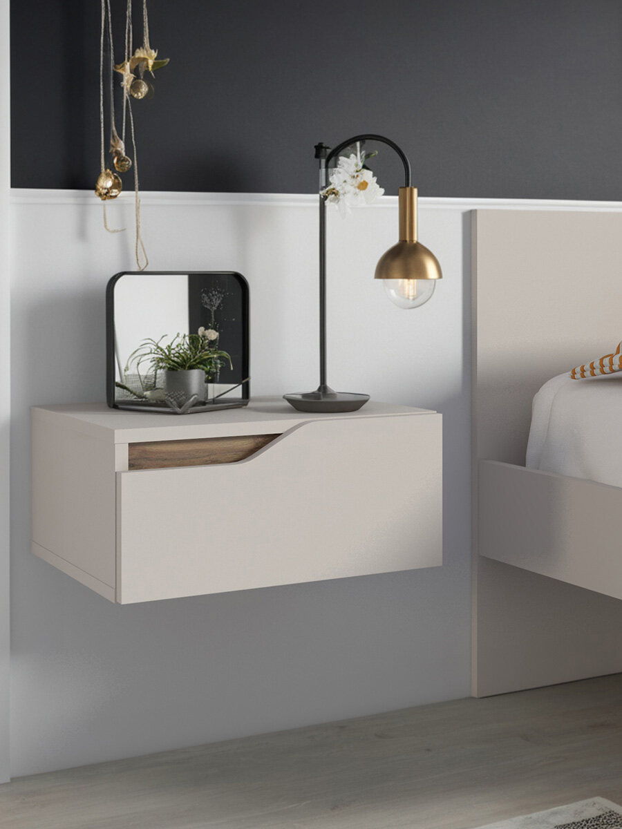 Тумба подвесная столплит Нова СБ-3624 ЛДСП Кашемир серый, Дуб Вотан/Кашемир Серый 44*34,6*20 см