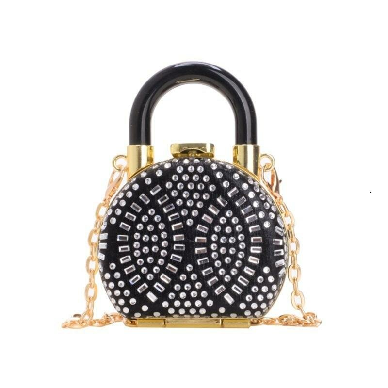 Женская вечерняя сумка с камнями, Черный - 02стиль
