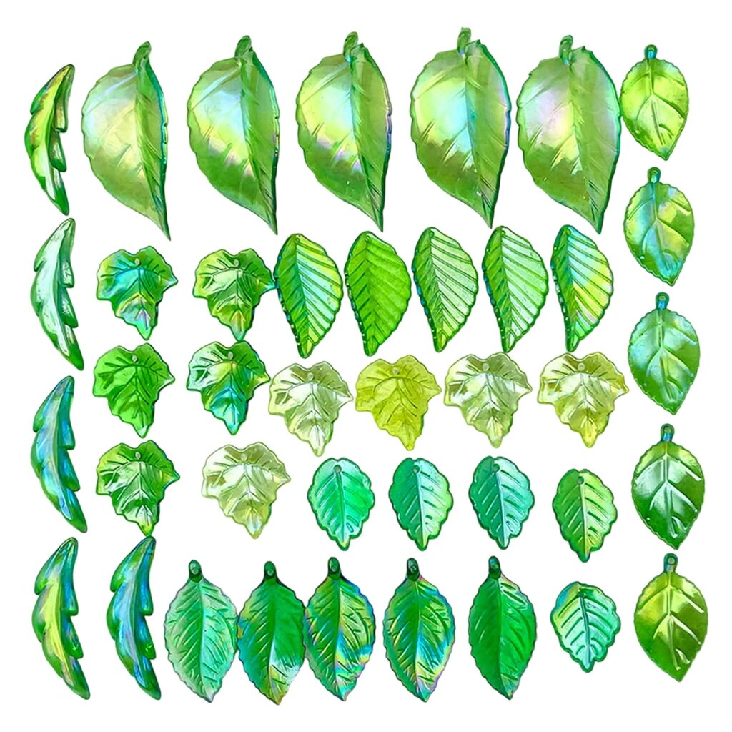 Разнообразные Бусины в форме листьев, полупрозрачные Зеленые Элементы для изготовления ювелирных изделий своими руками
