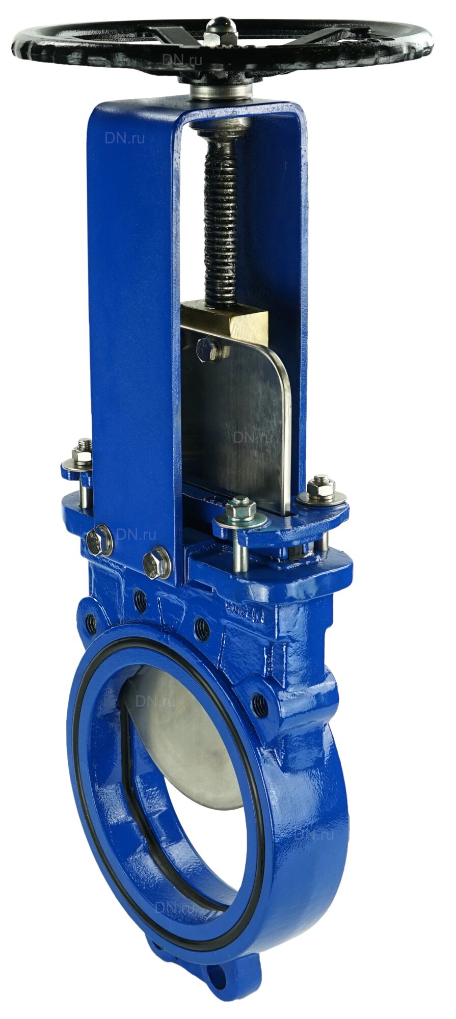 Задвижка шиберная ножевая DN. RU-200-16-GGG40-SS304-NBR-2W-W Ду200 Ру16 с невыдвижным шпинделем, корпус - чугун GGG40, нож - нерж. сталь SS304, уплотнение - NBR, направление рабочей среды - 2-стороннее, управление - штурвал