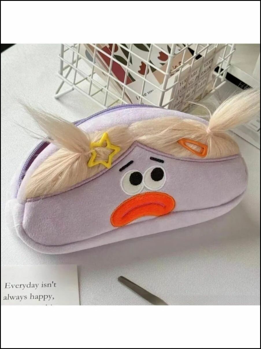 Эксклюзивный мягкий пенал с принтом лица и волосами