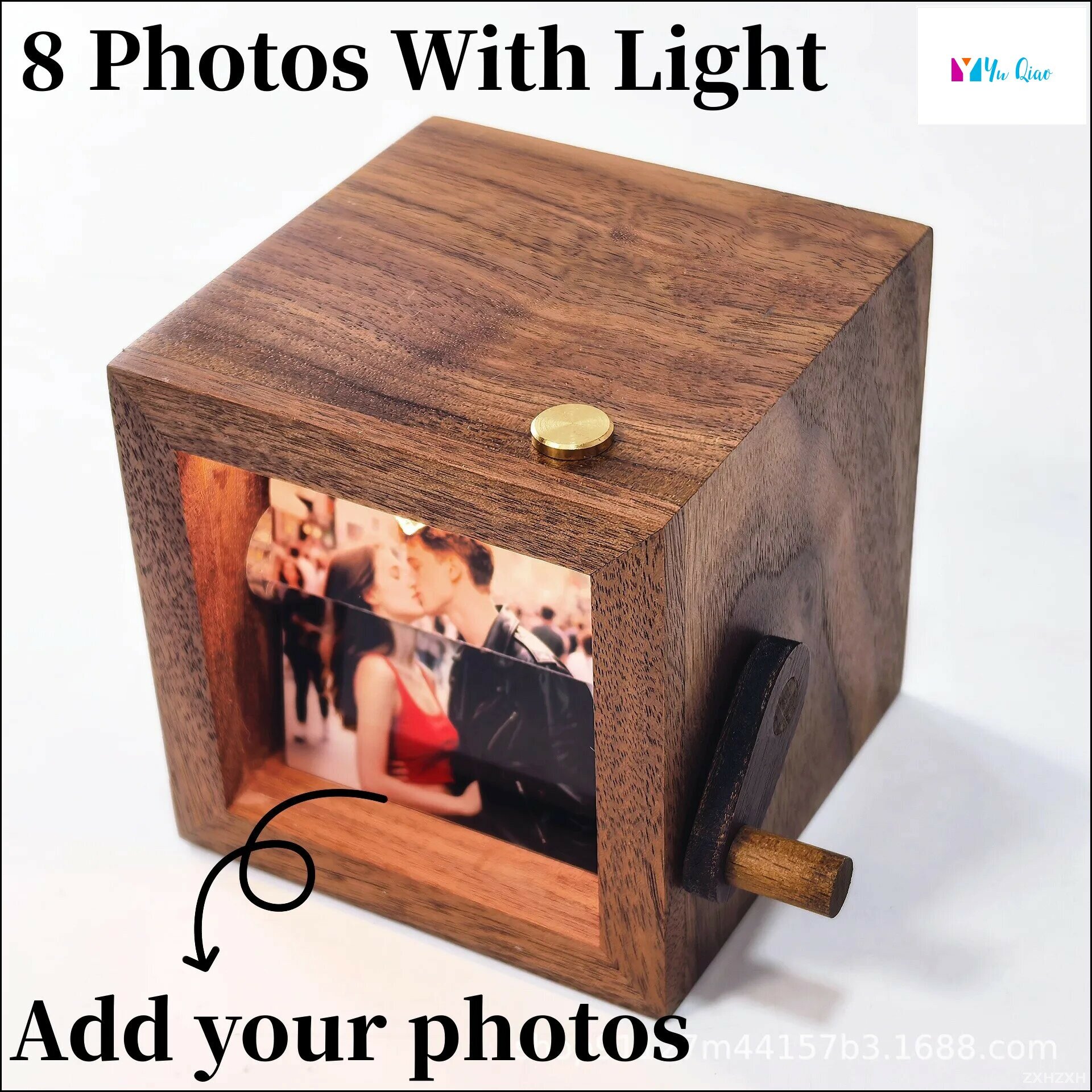 Эксклюзивная деревянная фоторамка с ручным управлением и анимацией для памятных фотографий, персонализированный раскладной альбом в коричневом цвете на 8 страниц со светом, изысканный подарок для пар ко Дню Святого Валентина