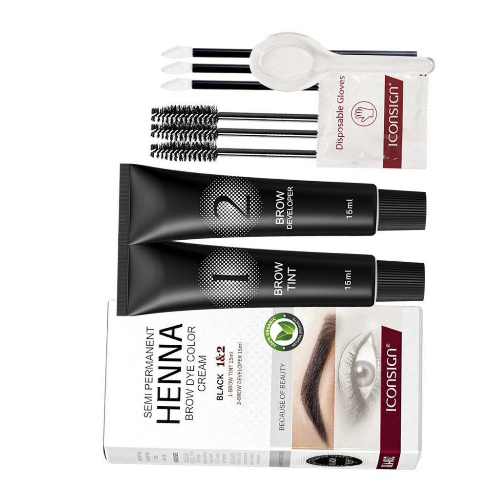 Краска для бровей и ресниц, коричневый и черный цвета, Черный