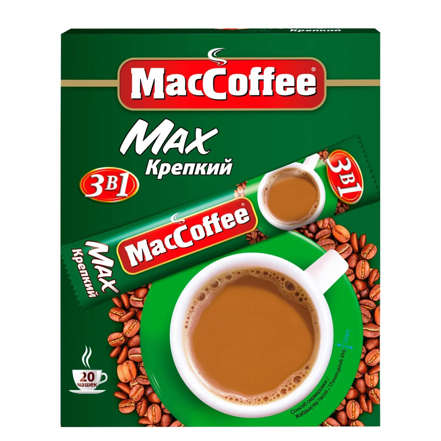 Кофе MacCoffee 3 в 1 макс strong, 20пак. по 16г