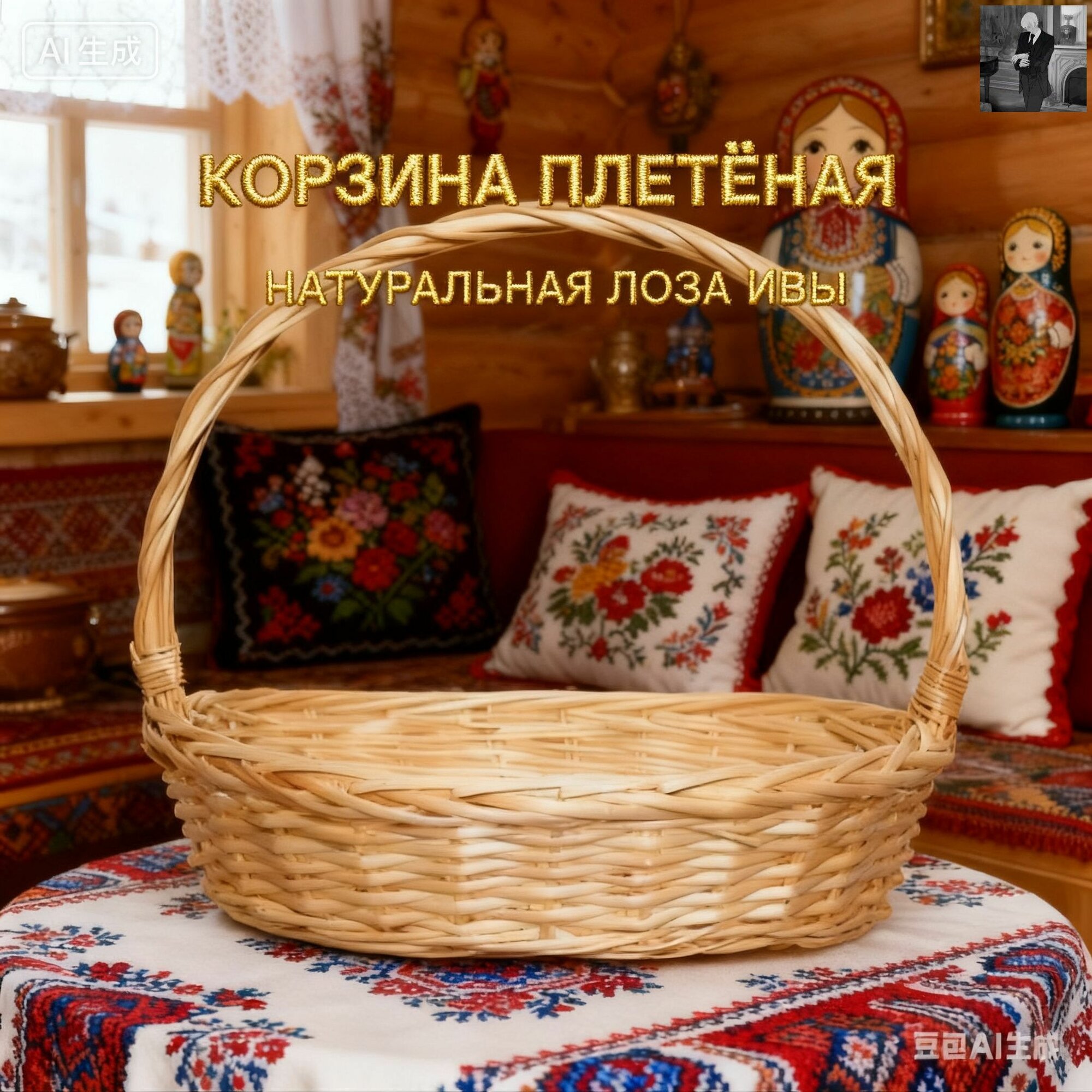 Эксклюзивная цветочная корзина 37х31х29 см в комплекте