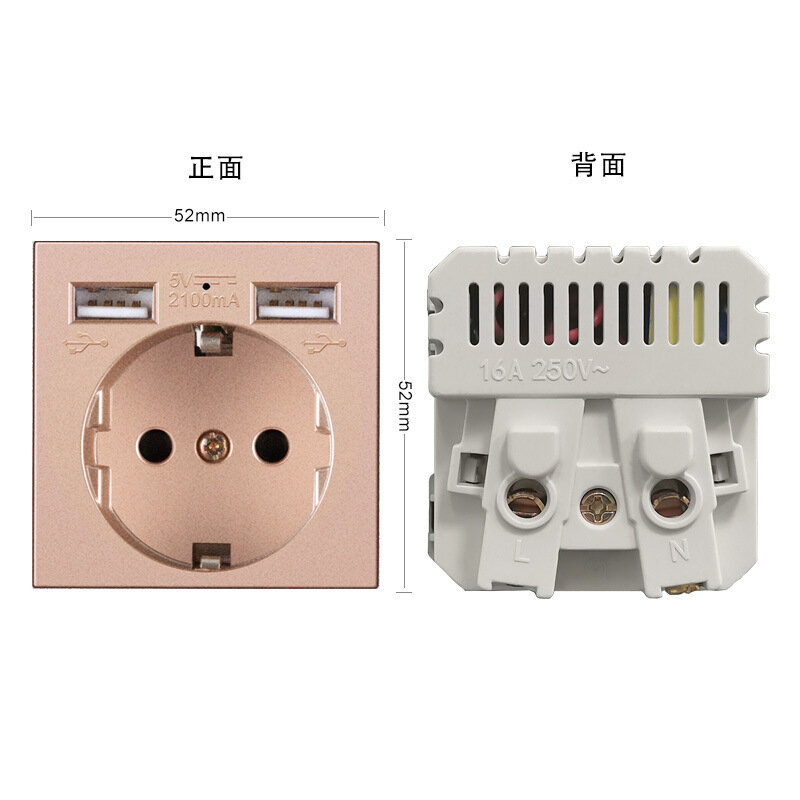 Кросс-бордерные аксессуары для настенных золотых выключателей и розеток типа 86, стеклянная рамка и модуль на 52 функции, которые можно свободно комбинировать