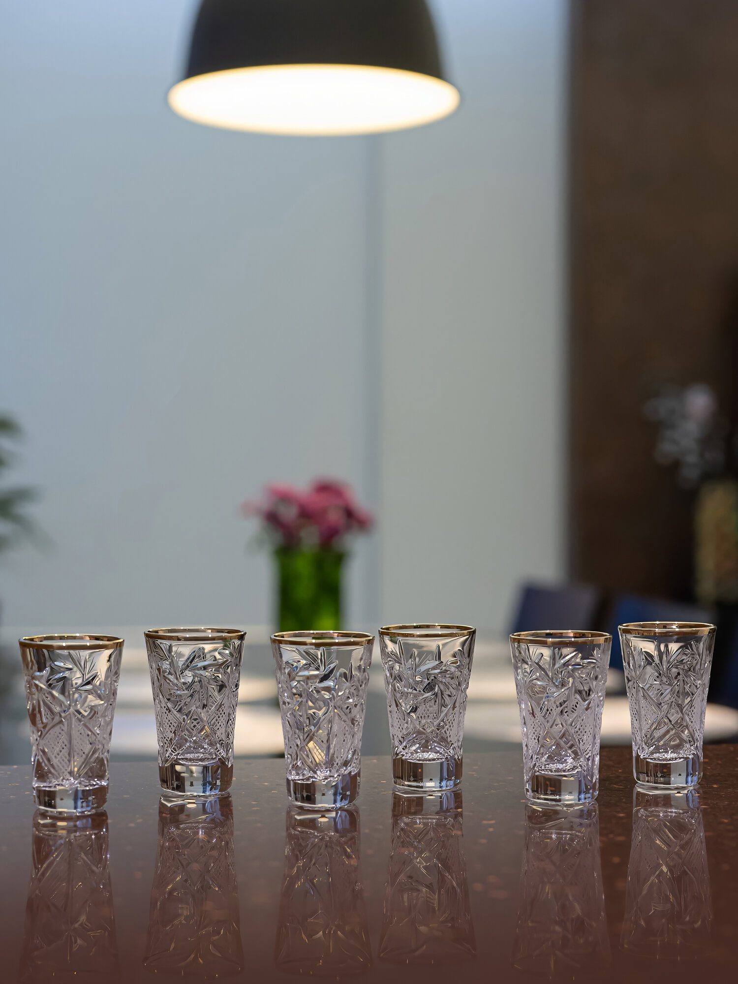 Набор хрустальных стаканов 35 гр, набор из 6 шт, отводка золотом, Неман 5104-900/13