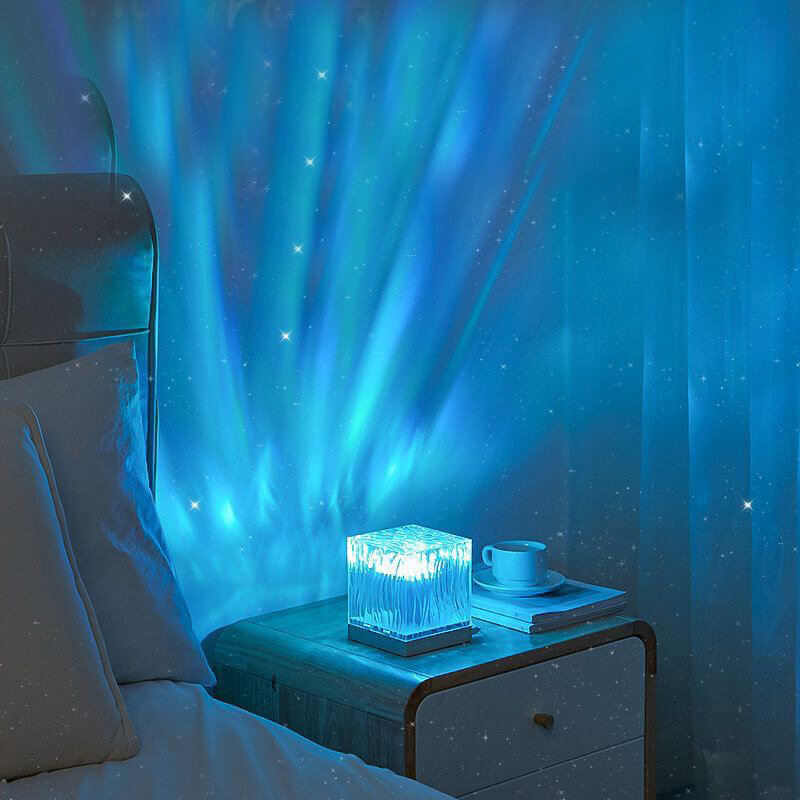 Ночник куб светодиодный, мерцающий куб с сияющим эффектом, настольный RGB светильник