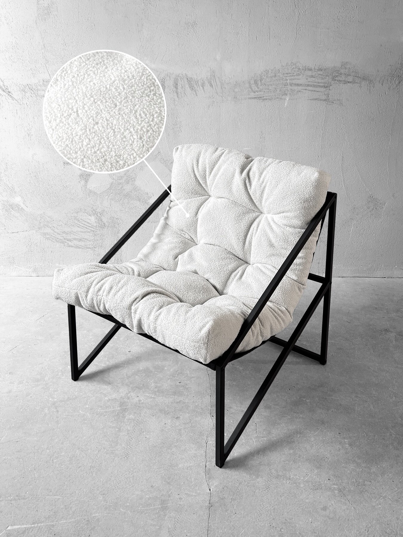 Кресло для отдыха Лофтовик Слэш + плюш белый