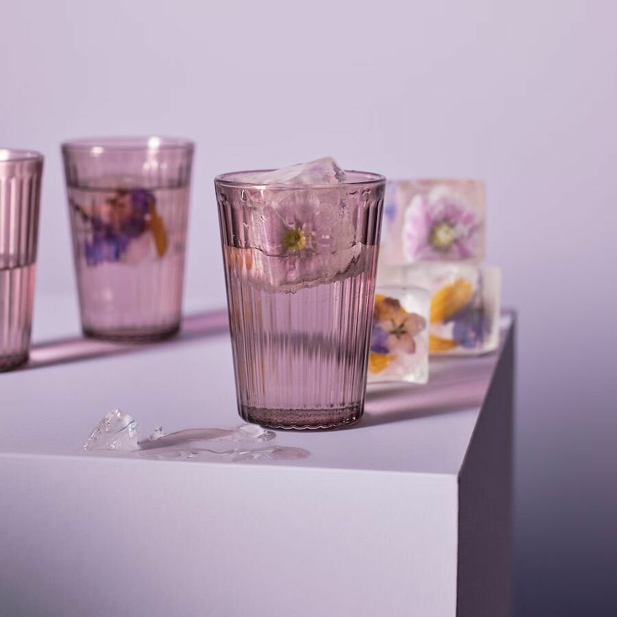 BROKROCKA IKEA, стакан розовый, 1 шт, прозрачный, стекло, брокрока ИКЕA