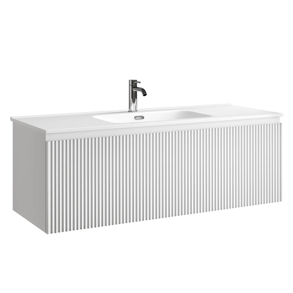 Тумба с раковиной Sancos Snob R 1.0 120 подвесная, 121 см, с ящиками, белая, прямоугольная, в современном стиле, из МДФ, из фарфора