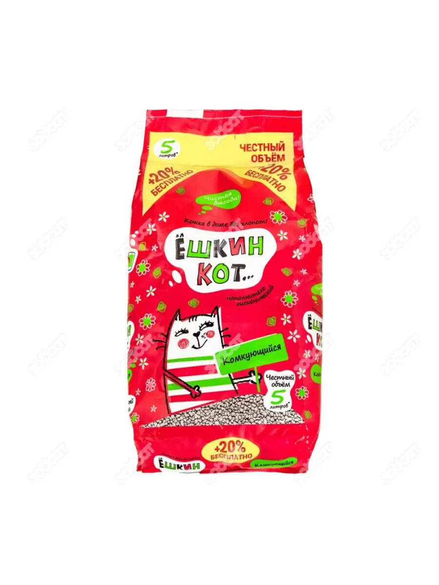 Наполнитель алЁшкин Кот 5л+20% Комкующийся