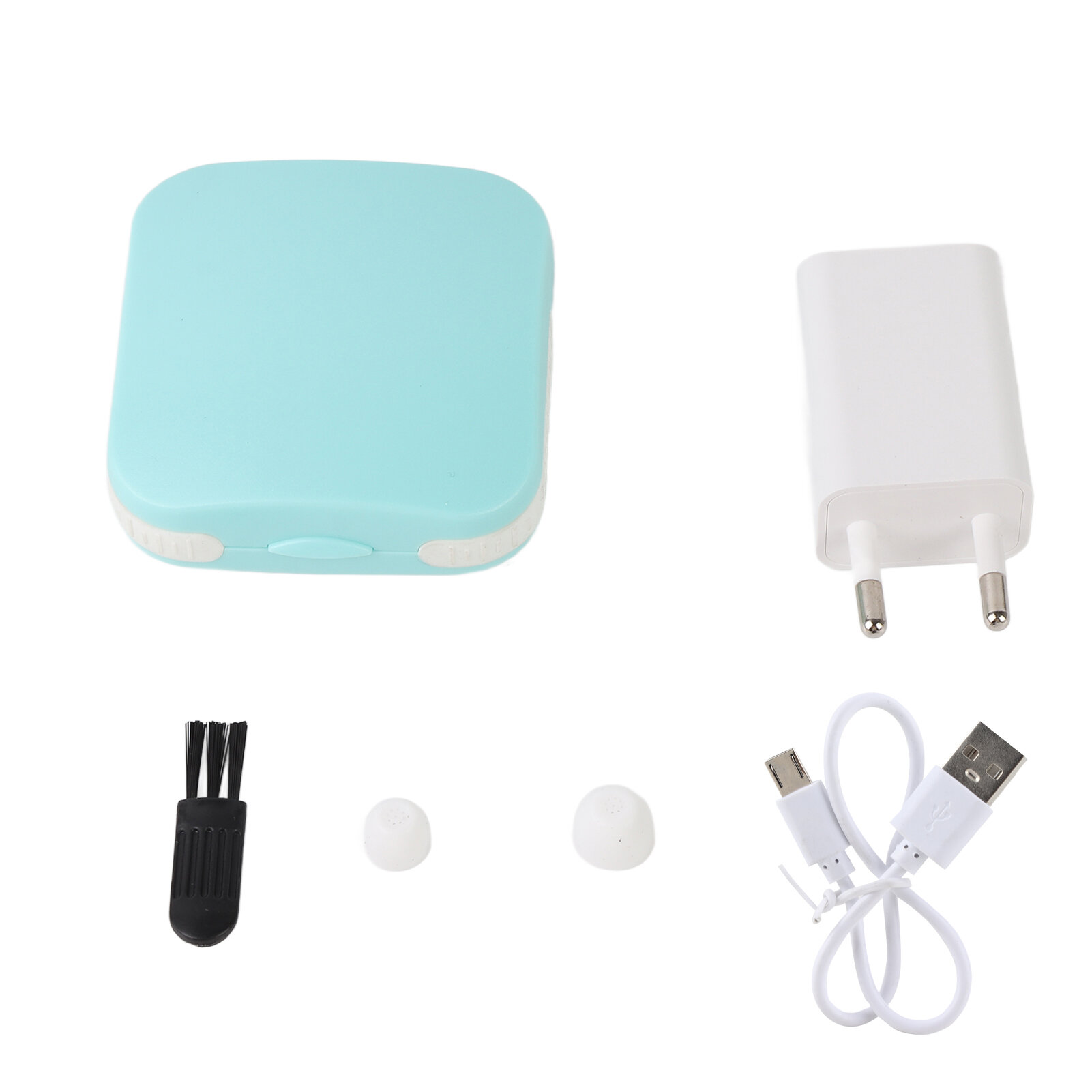 Цифровое слуховое усилие USB Rechargable Sound усилитель 35 -часовой батарея с адаптером 3 силиконовых наконечников Очистка кисти коричневая
