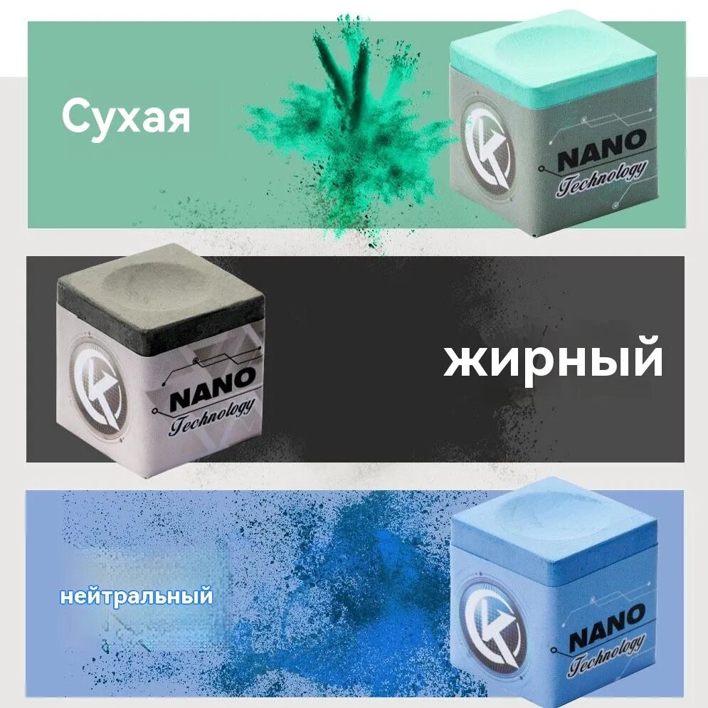 Мел для бильярда Konllen Nano Technology для русского бильярда 3 шт — фото 1