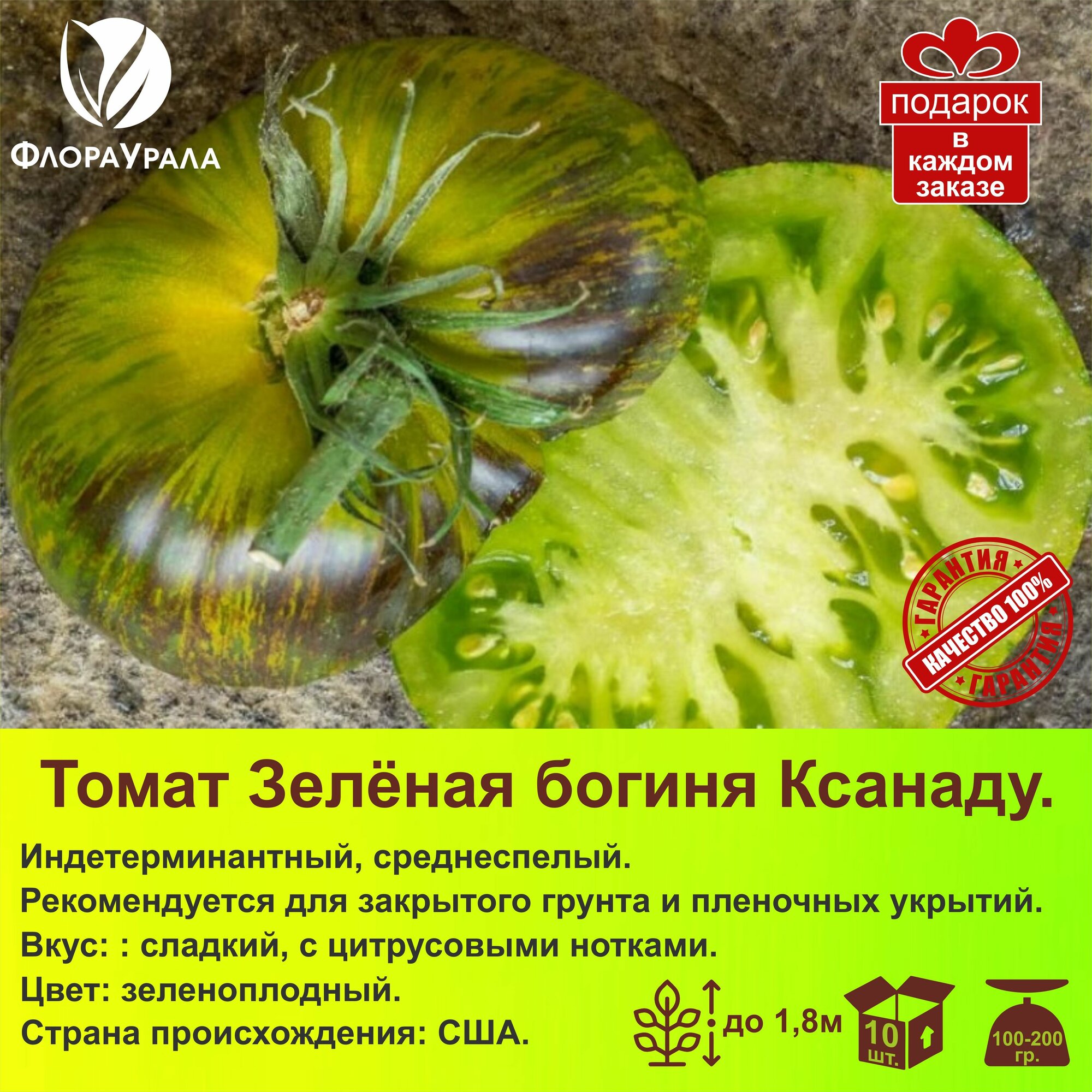 Семена томата зеленая богиня Ксанаду, коллекционный сорт (семена из частной коллекции), 10 шт+ 1 сорт в подарок