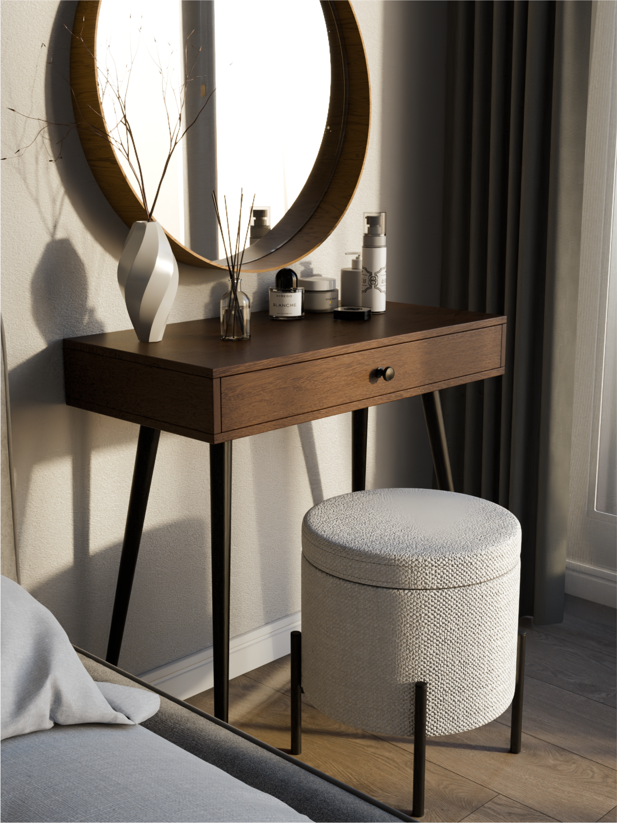 Туалетный столик с ящиком на железных ножках гримерный косметический