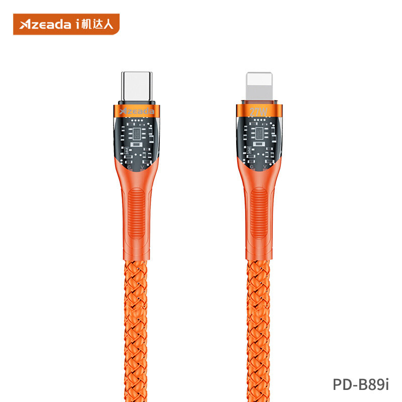 Прозрачный кабель для передачи данных 65W, кабель для быстрой зарядки, интерфейс A-C-C-L/A-C, прозрачный механический кабель для зарядки мобильного телефона