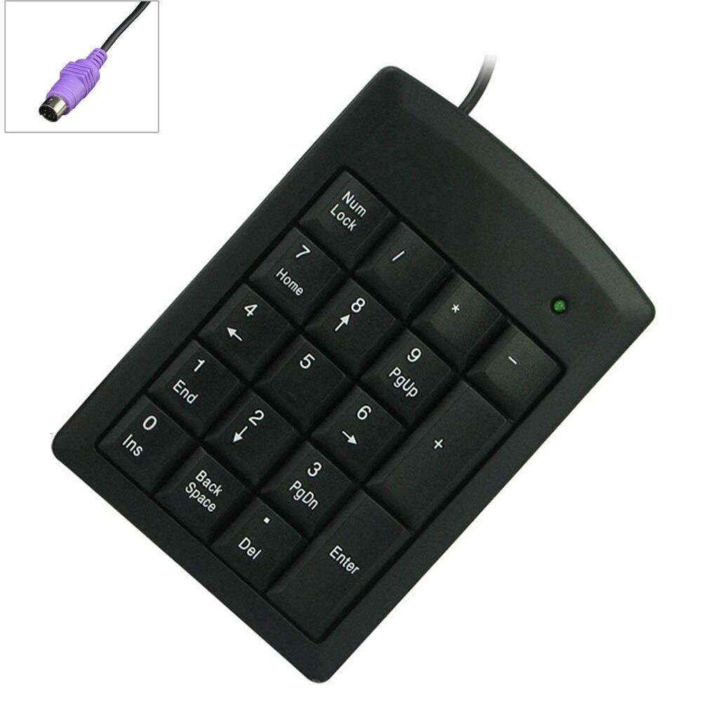 USB-клавиатура с 18 тихими кнопками, цифровая клавиатура для ноутбука и ПК, Интерфейс PS2