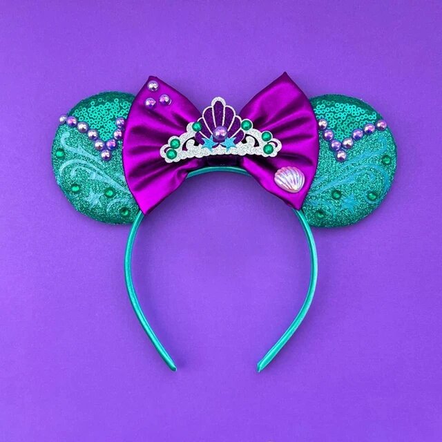 Повязки на голову с ушками Микки Мауса от Disney, аксессуары для волос для вечеринок для девочек и женщин, повязки на голову с Минни Маус, детские повязки на голову с бантиками и пайетками, подарки.