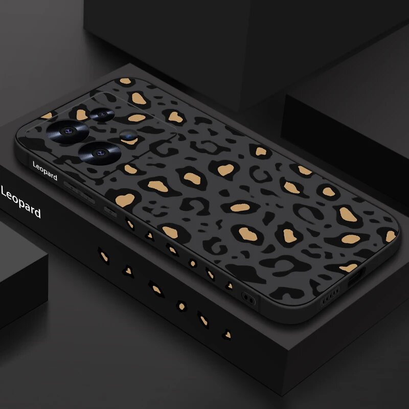 Силиконовый Чехол С Рисунком Леопардовой Кожи Для Xiaomi Черный, A075 Black, Redmi Note 13 Pro 4G