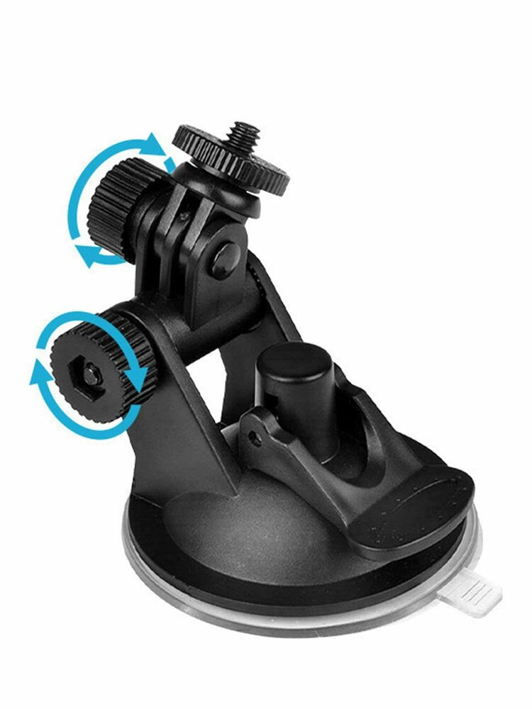 Автомобильное крепление на присоске для экшн-камер с длинным винтом, адаптером для крепления на штатив и сумкой для хранения