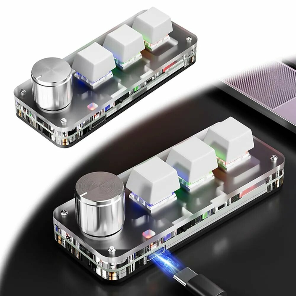 Клавиатура Пользовательская Bluetooth-клавиатура (3 кнопки, быстрый доступ, горячая замена, программируемая, для офиса/учебы), белый