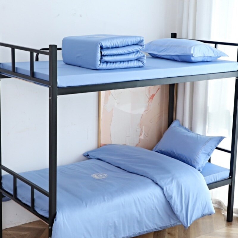 Стандартный полицейский синий комплект из трех предметов из чистого хлопка с логотипом, односпальная кровать для