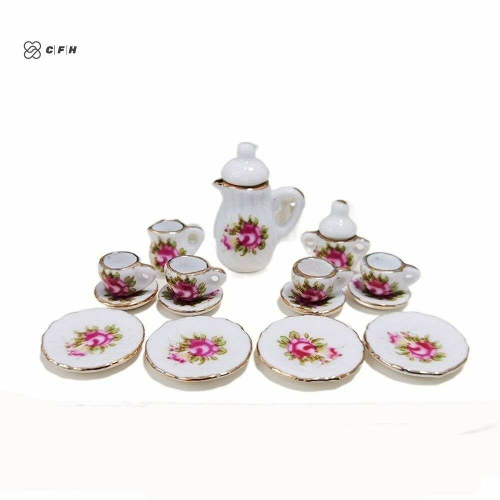 1:12 Кукольный миниатюрный фарфоровый чайный набор