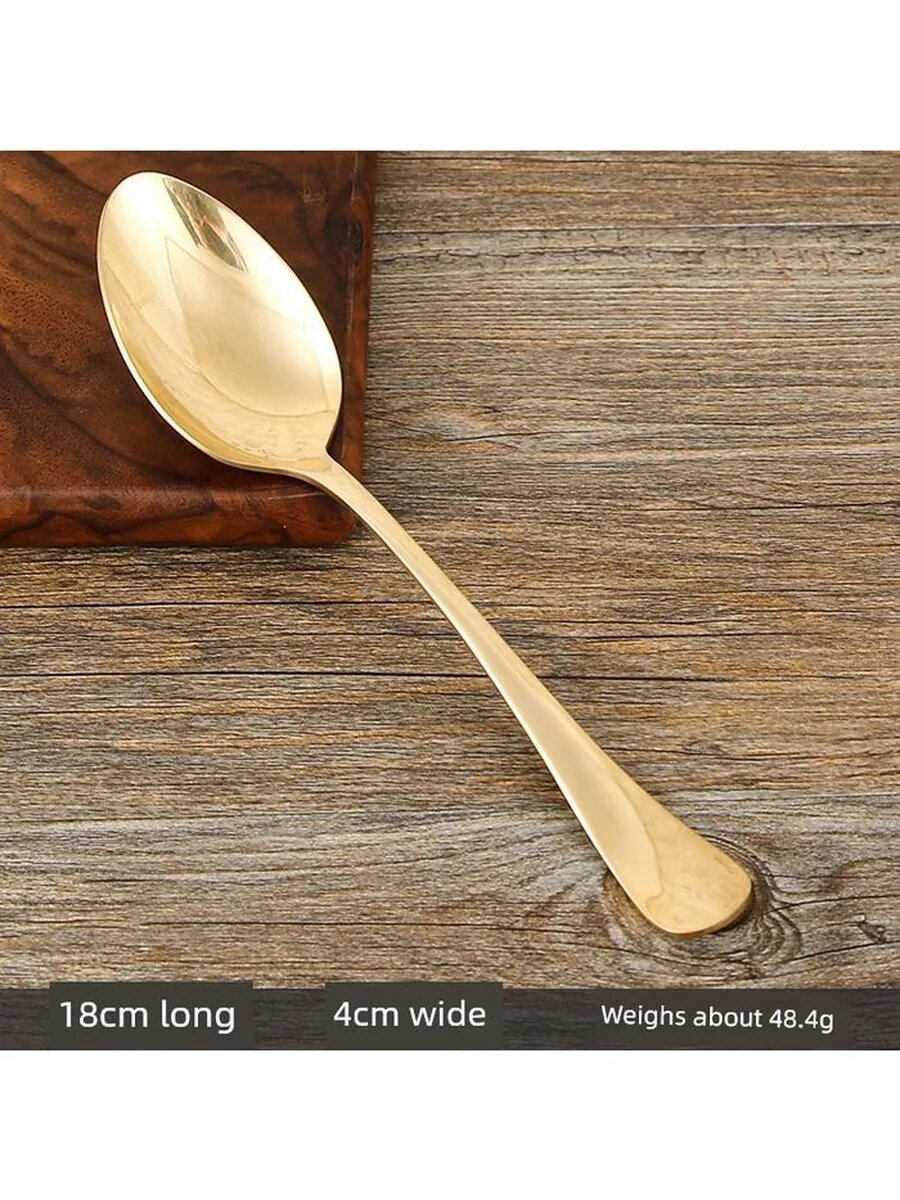 Мини-ложка для десерта из чистой латуни с хвостом